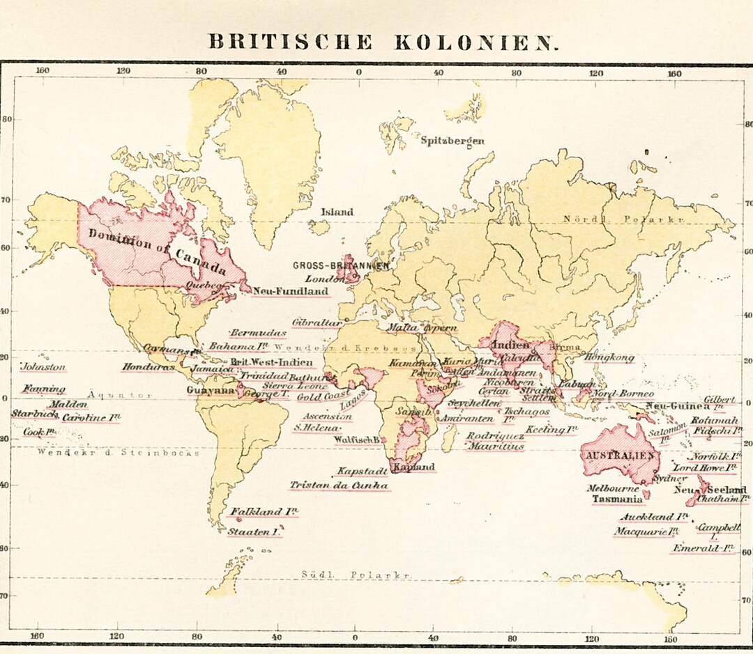 Colonial Powers Map Print British Colonies Map Print Colonialism Map ...