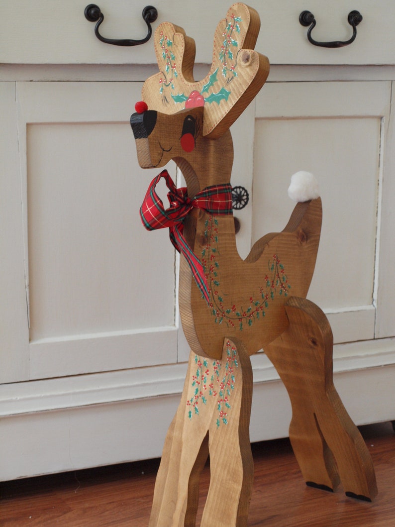Collapsible Reindeer Wooden Hand-painted Reindeer Christmas - Etsy
