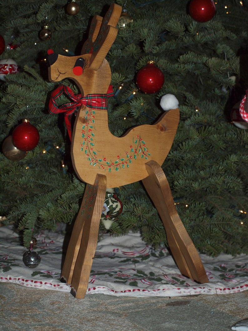 Collapsible Reindeer Wooden Hand-painted Reindeer Christmas - Etsy