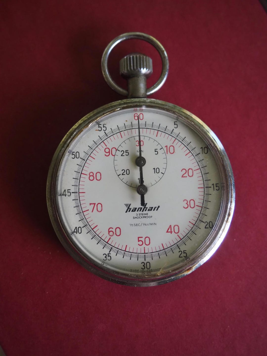 Hanhart Stopwatch Vintage 80s Crown Stopper Model German Precision ...