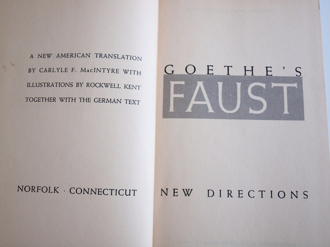 Goethe's Faust Bi-lingual English/german Edition New Directions W ...