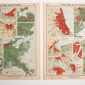 US Cities in the 1920s Map set : New York Chicago Boston Philadelphia ...