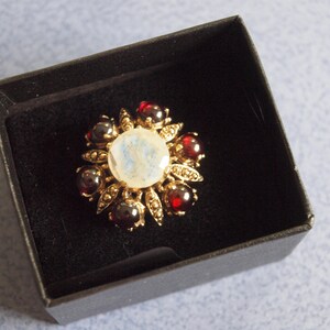 Nicky Butler Moonstone + Garnet Ring Size 9 Flower-shaped Ring Bronze ...