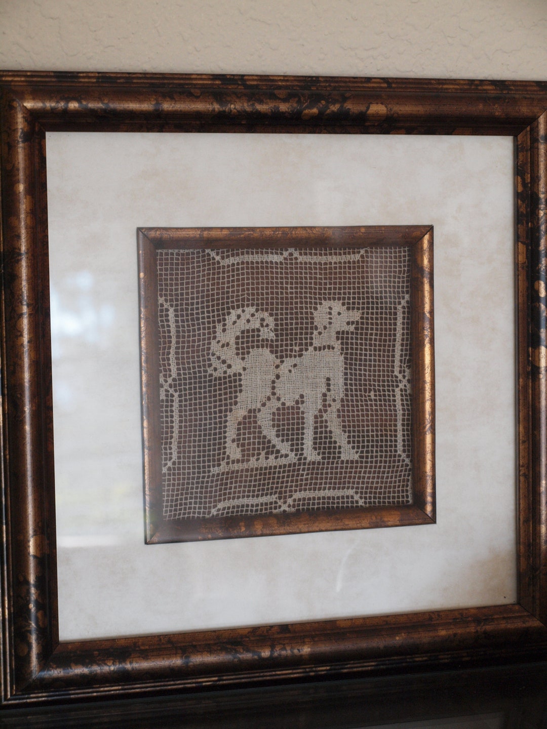 Antique Dog Art Filet Crochet Wolf & Dupeyron 1913 Pattern Needlework ...