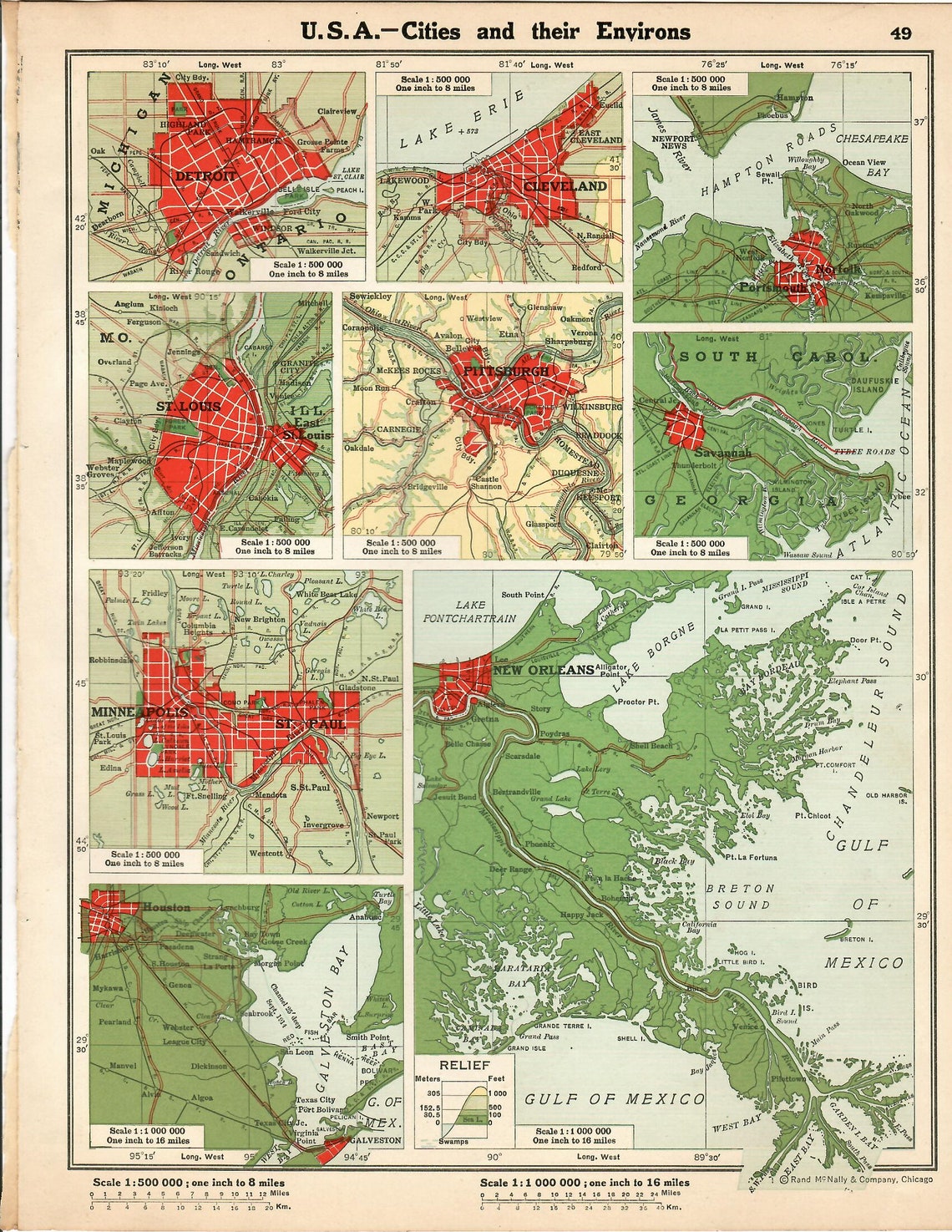 US cities in the 1920s map set : New York Chicago Boston | Etsy