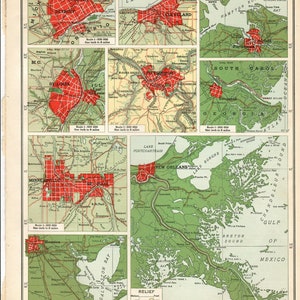 US Cities in the 1920s Map set : New York Chicago Boston Philadelphia ...
