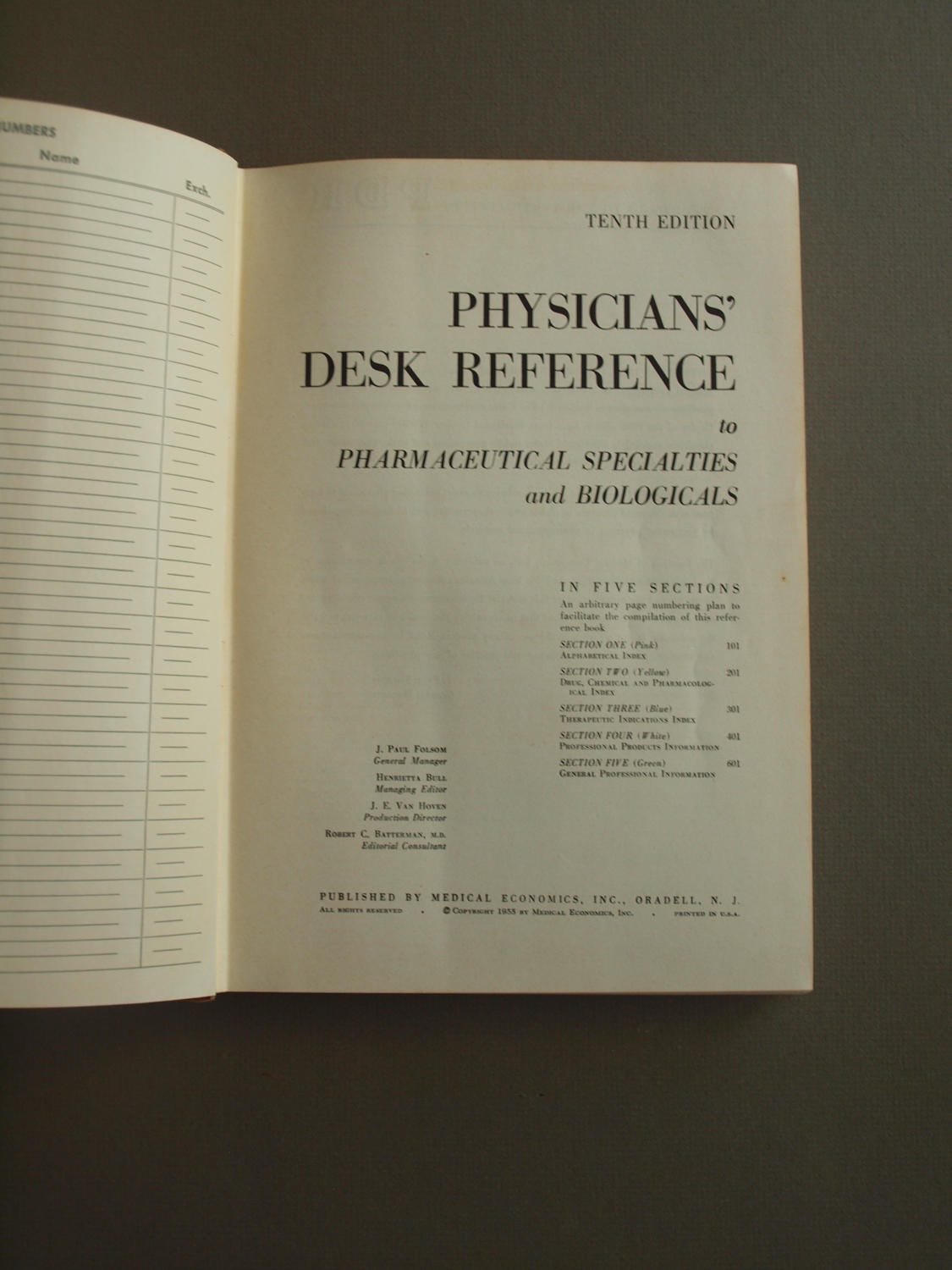 1956 Physician's Desk Reference PDR Drug Index - Etsy