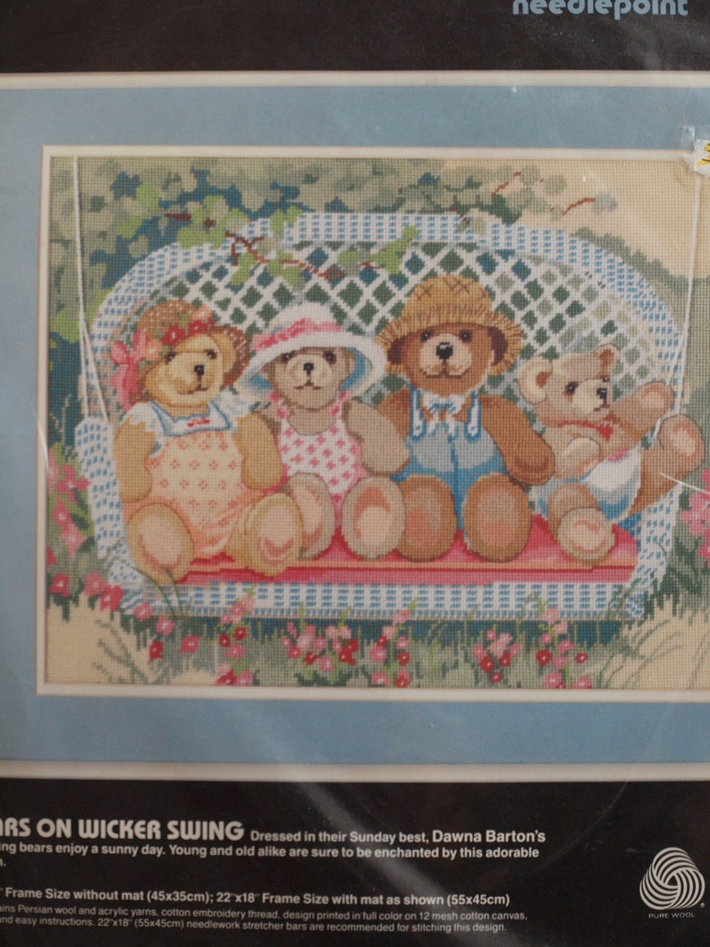 Dimensions Needlepoint Kit Bears on Wicker Swing 22 X | Etsy