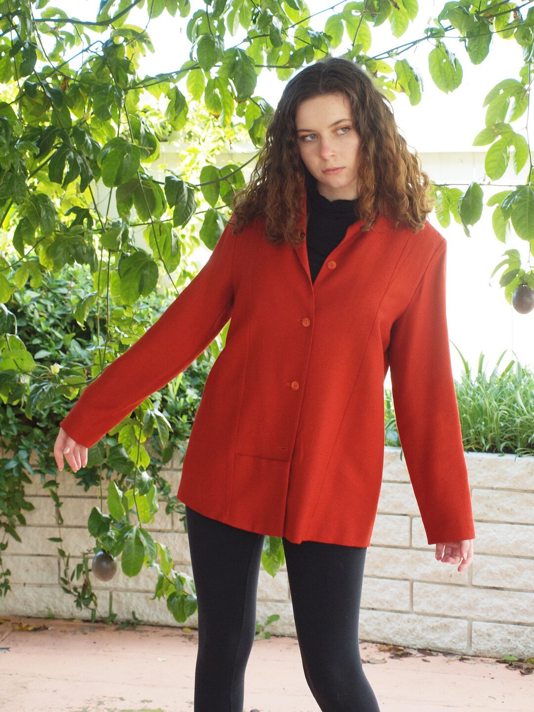 Red 90s Blazer Jacket Brick Red Evelin Brandt Berlin Label Minimalist ...