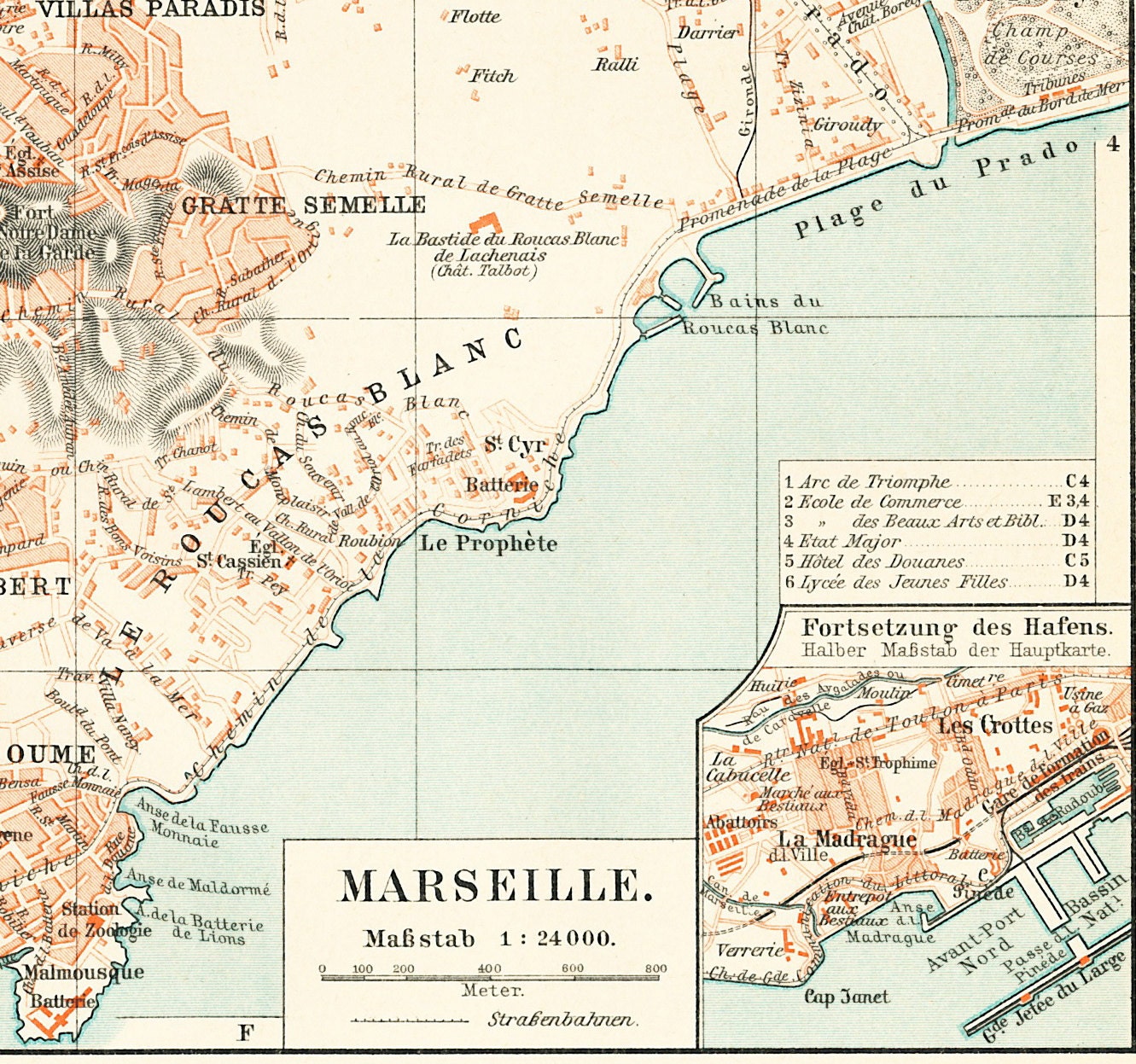 Mappa della città di Marsiglia Marseille Porto Mappa Mappa del | Etsy