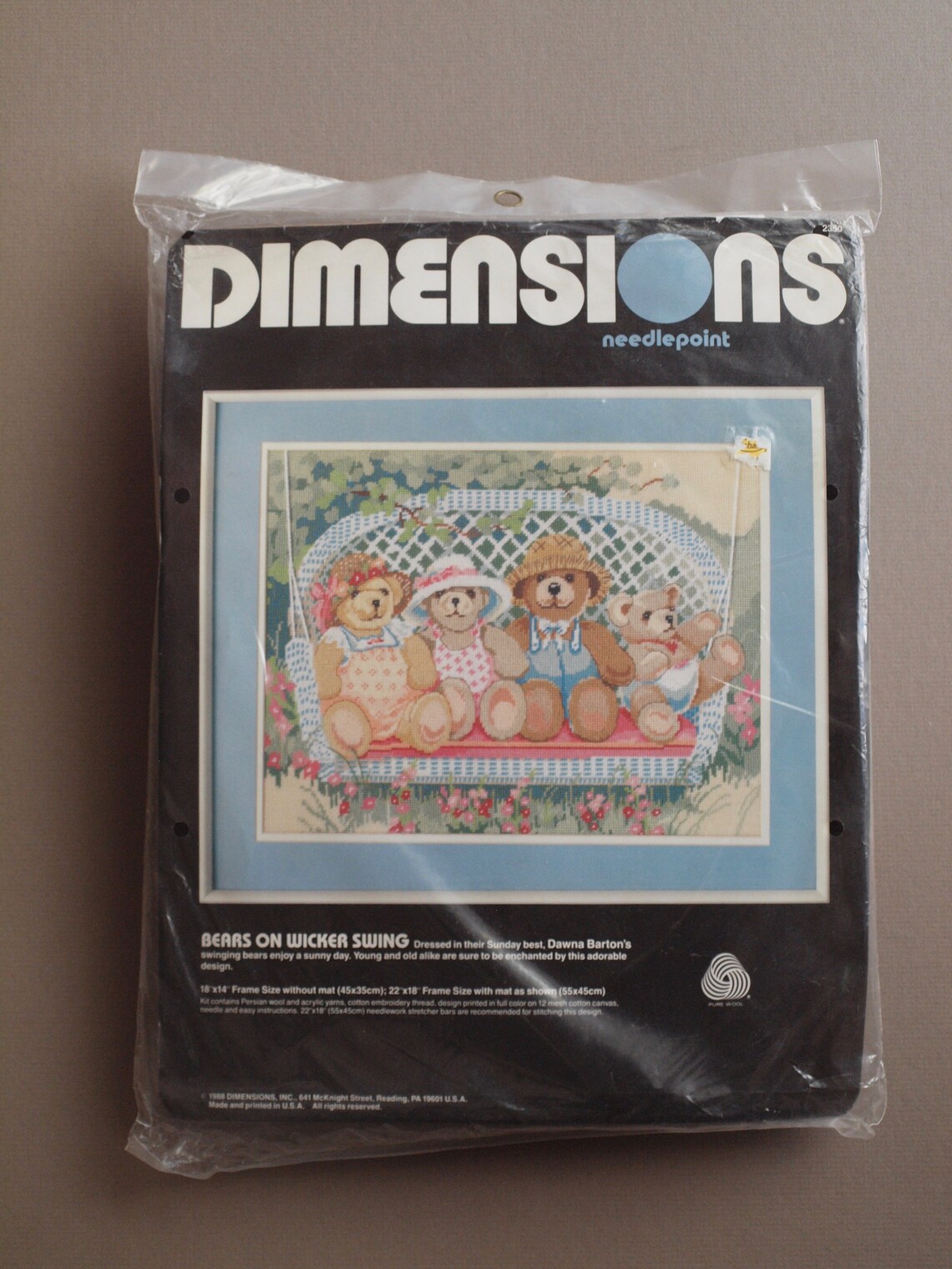 Dimensions Needlepoint Kit Bears on Wicker Swing 22 X | Etsy