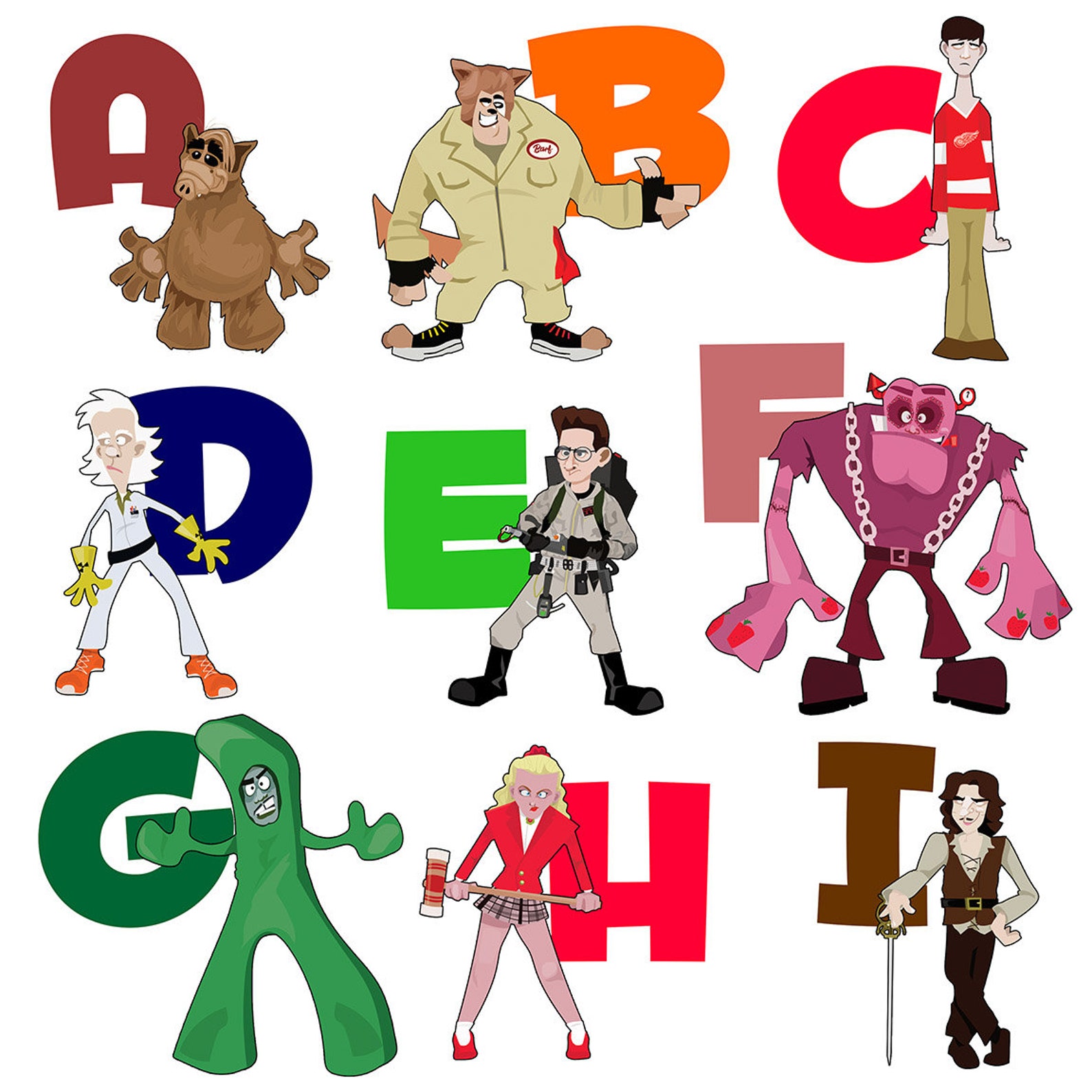 1980s Alphabet Poster Set 80s Abcs Cartoon Posters | Etsy