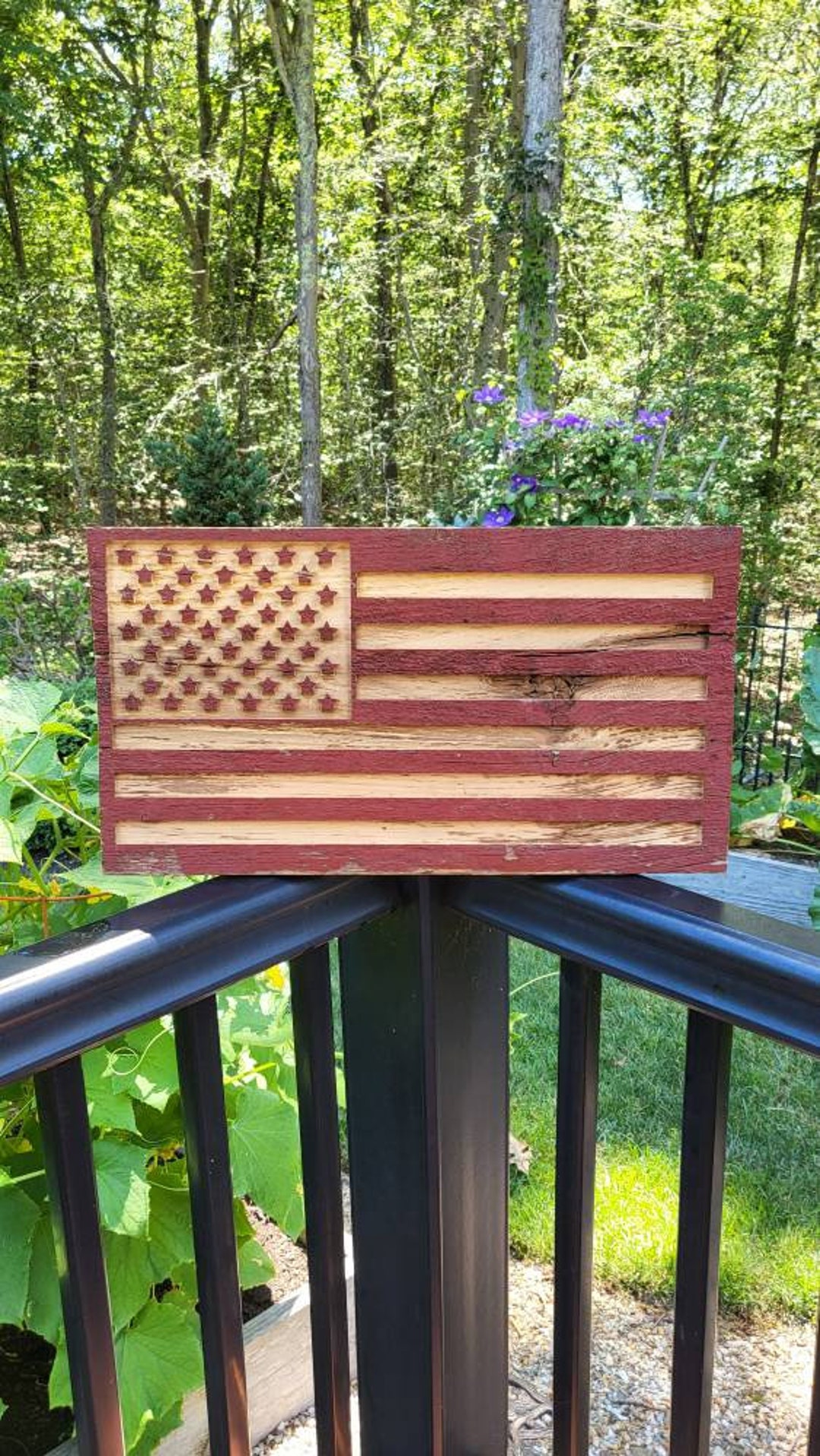 American Flag From 1900's Reclaimed Natural Red Barn Siding - CNC Stars ...