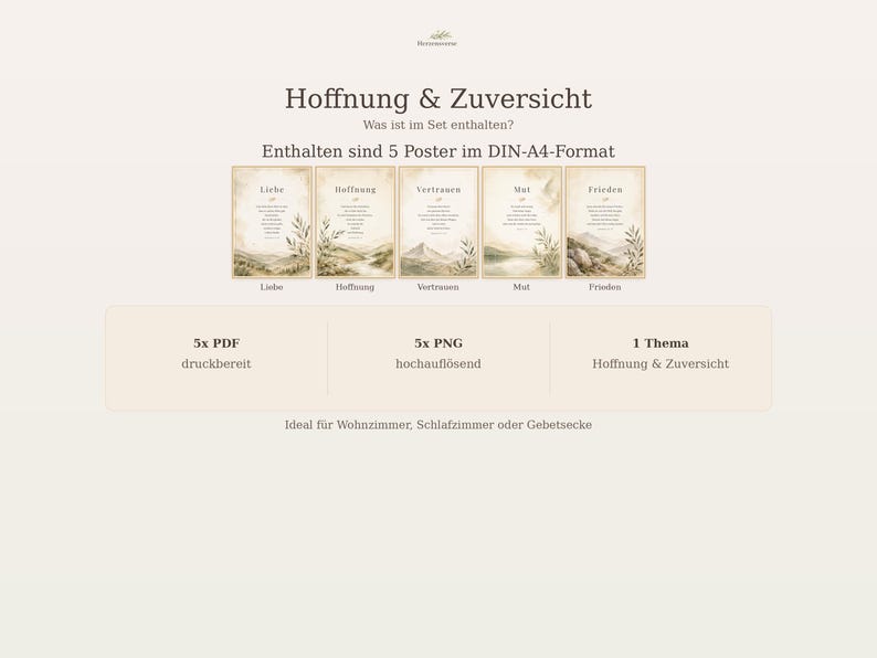 Christliches Poster Set A4, Bibelverse Zum Ausdrucken, Hoffnung Und ...