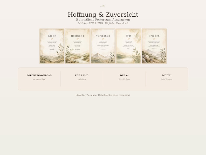 Christliches Poster Set A4, Bibelverse Zum Ausdrucken, Hoffnung Und ...
