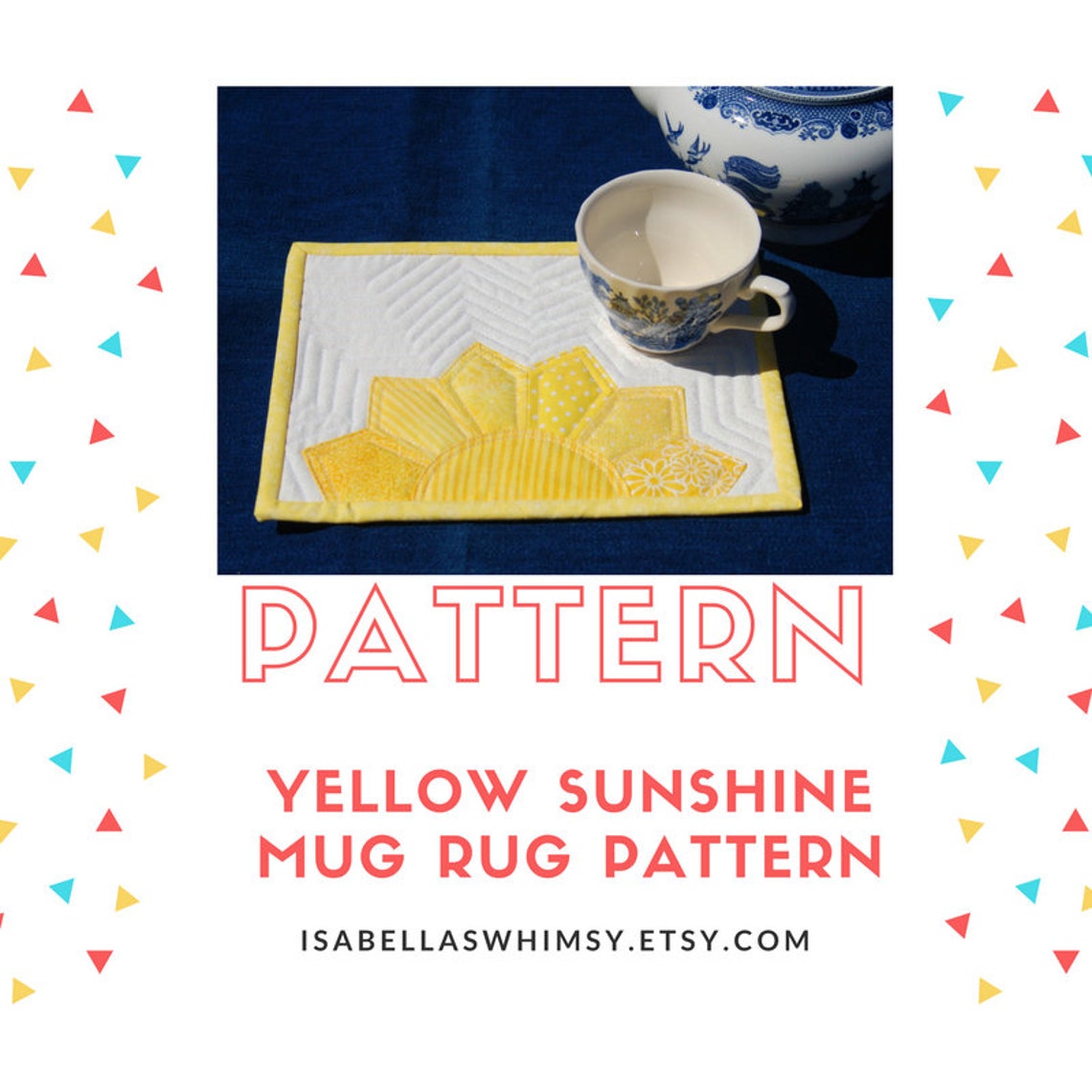 Mug Rug PATTERN Yellow Sunshine A Pinterest Favorite for - Etsy