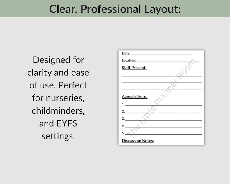 Team Meeting Minutes Template | EYFS Staff Meeting Notes | Early Years ...