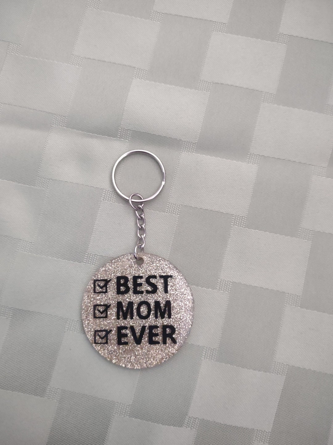 Light Gold Glitter Best Mom Ever Keychain - Etsy