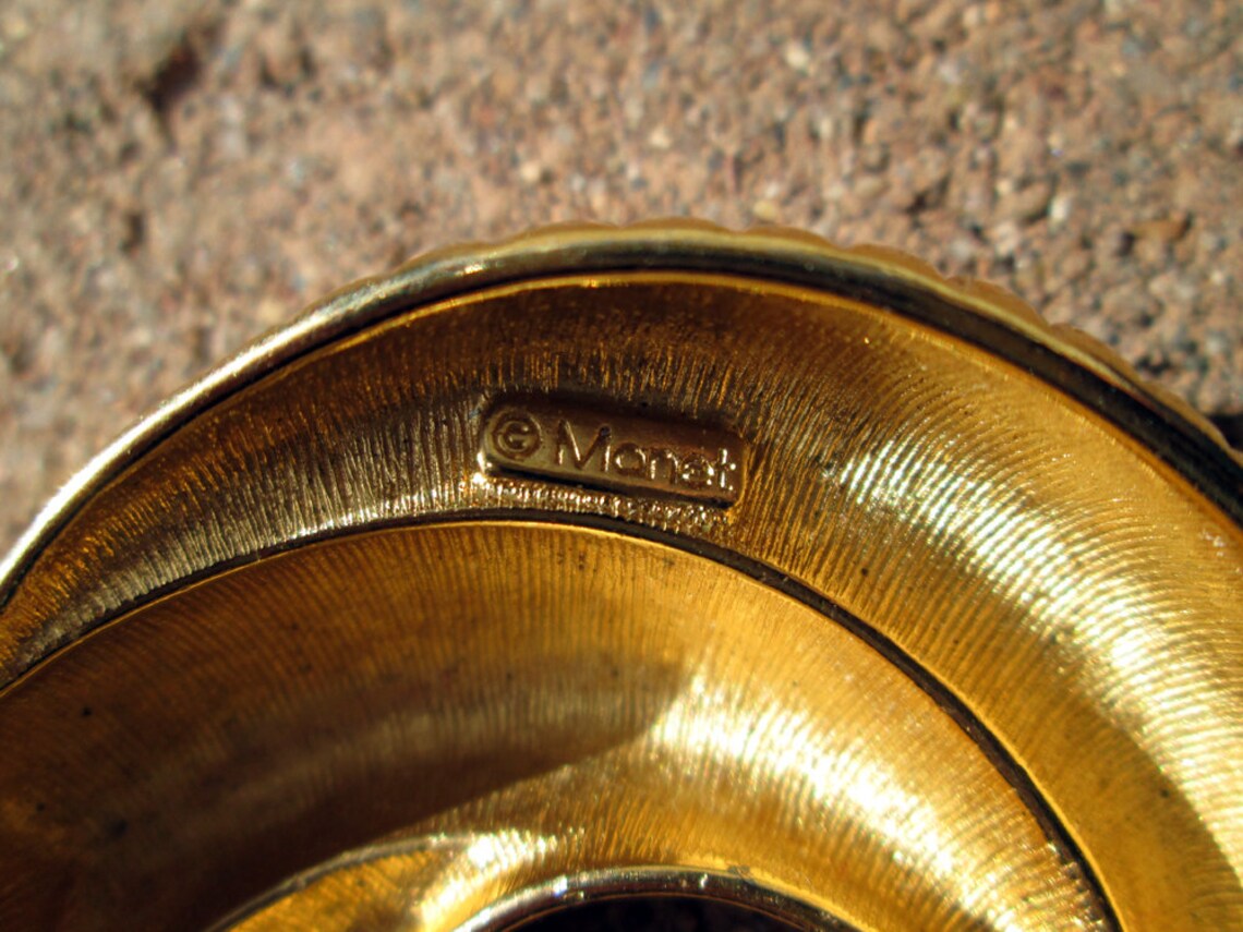 Vintage Monet Brooch, Gold Tone, Chunky Brooch, Abstract Brooch ...