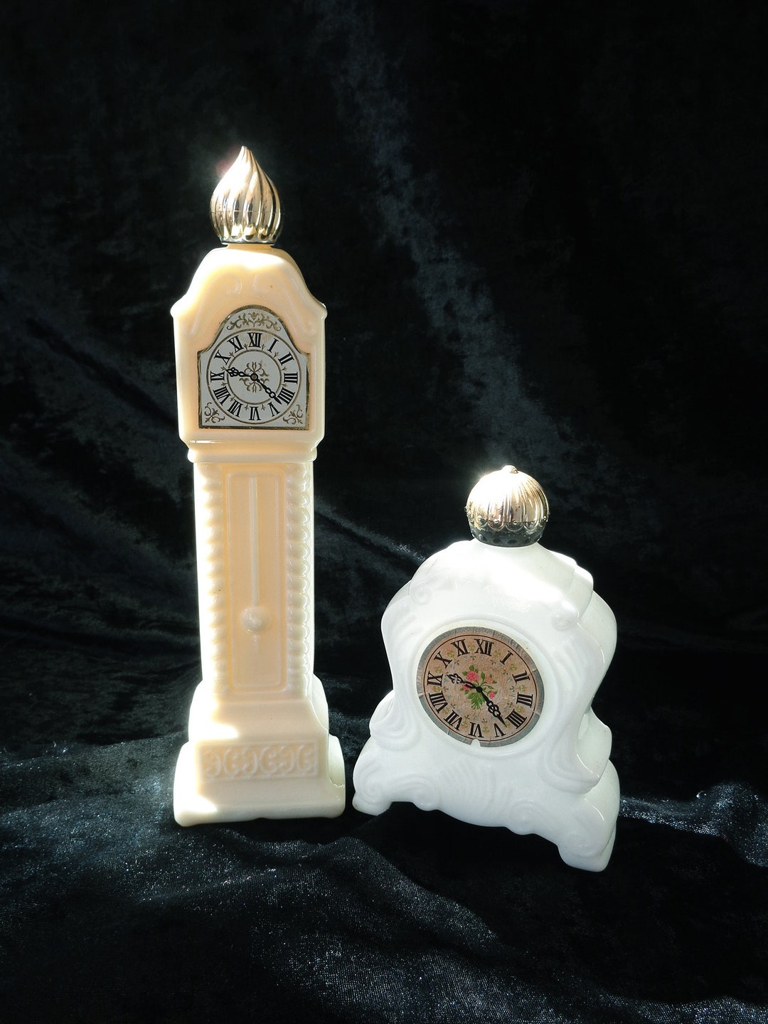 Vintage Avon Milk Glass Clock Perfume Bottles: White & Ivory Flacons - Etsy