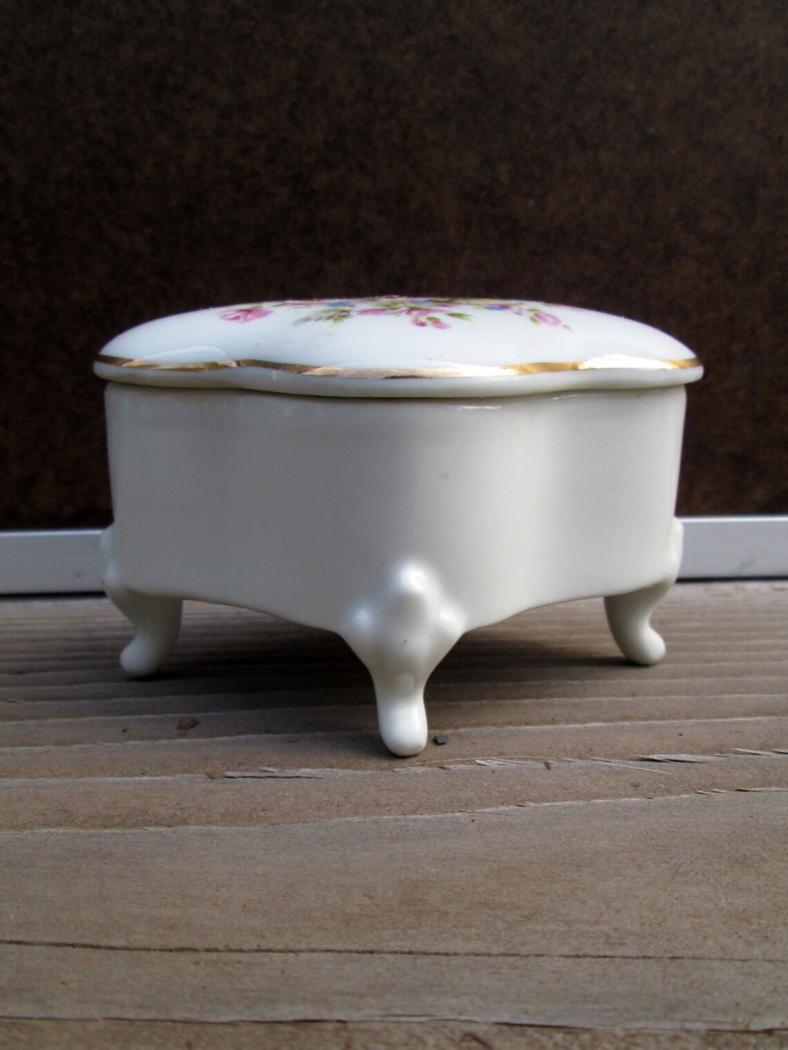 Porcelain Powder Jar, Vintage Vanity Trinket Box, Shabby Chic Decor - Etsy