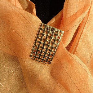 Sheer Orange Scarf, Vintage Orange and Gold Pinstripe Summer Scarf ...