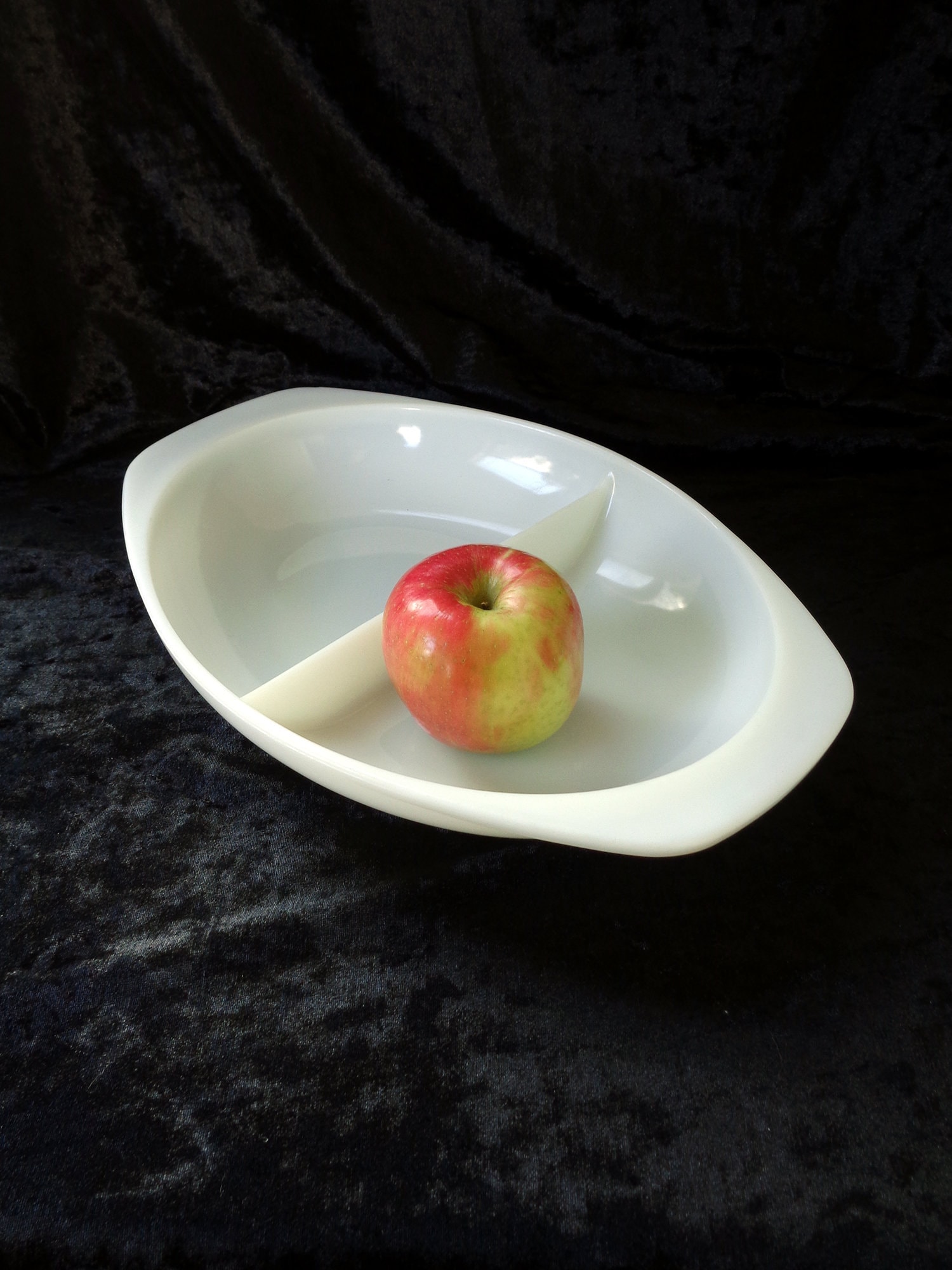 Pyrex Casserole Dish, Vintage Minimalist Oval Divided White Milk Glass ...