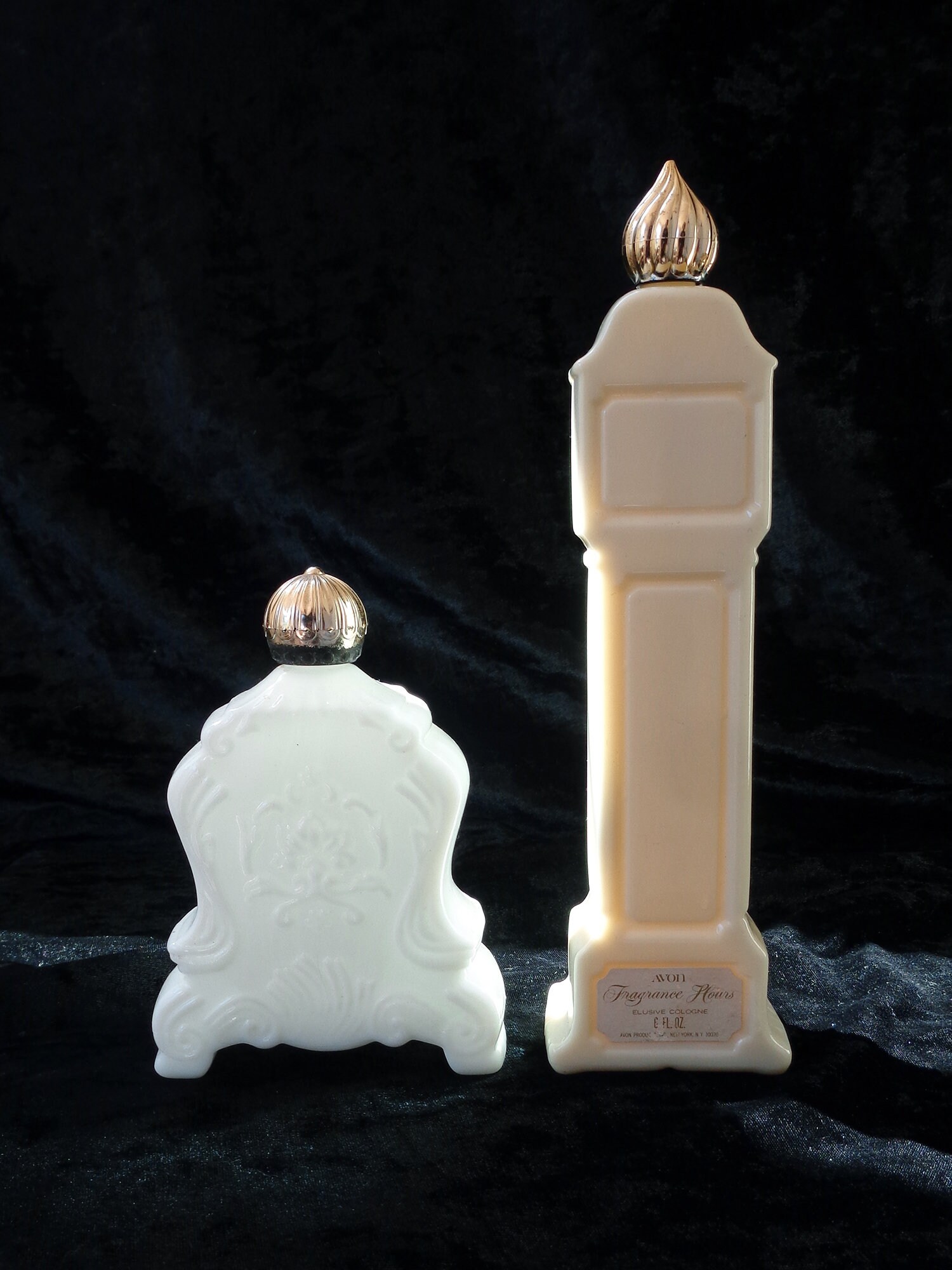 Vintage Avon Milk Glass Clock Perfume Bottles: White & Ivory Flacons - Etsy