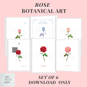 Rose Digital Wall | Botanical Print Set | Floral Design Poster ...