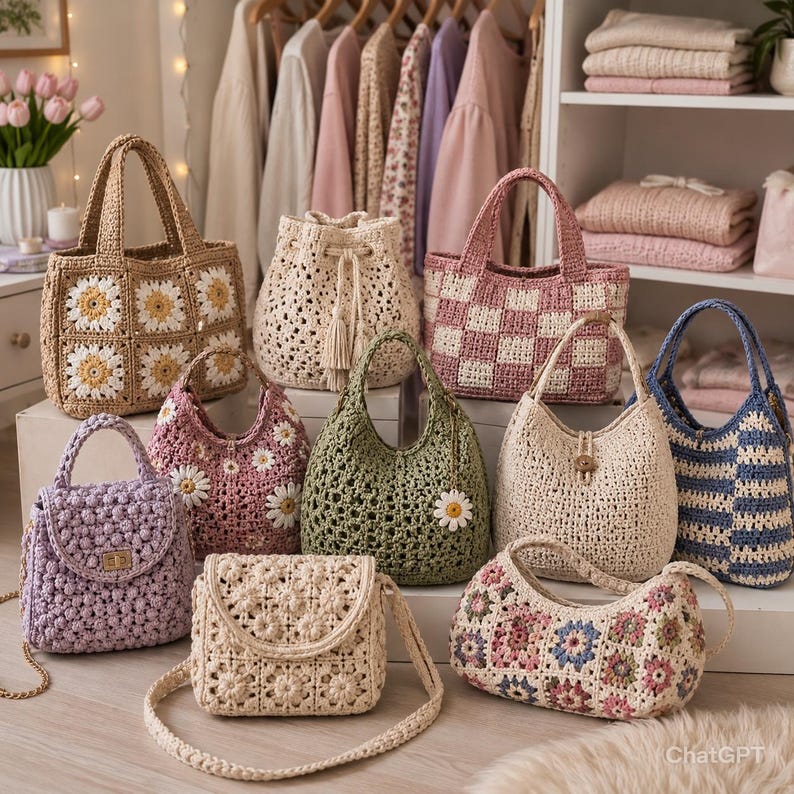 Crochet Bag Pattern Bundle, Granny Square Crossbody (PDF Download) - Etsy