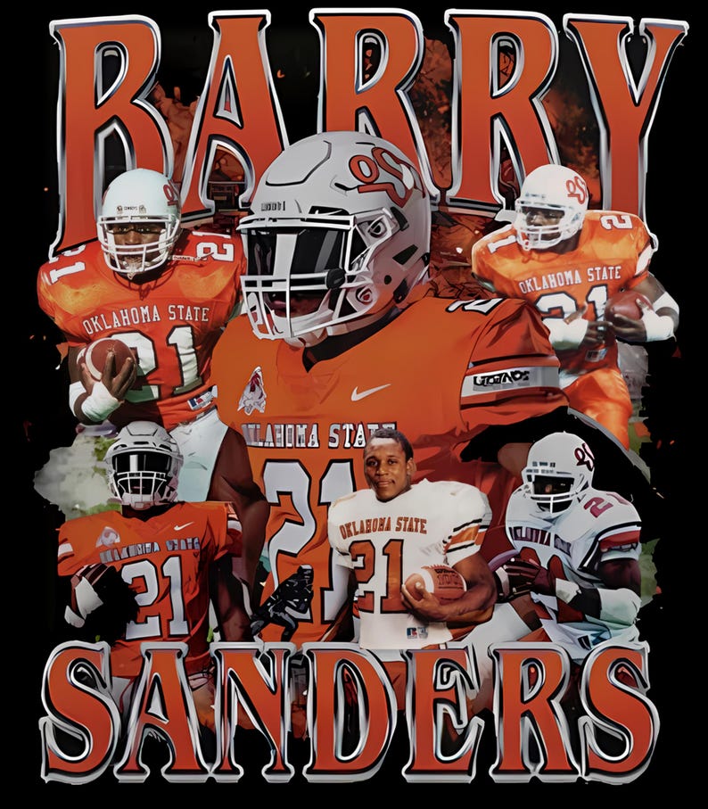 Barry Sanders Football PNG Digital Download, High-resolution Sports Art ...