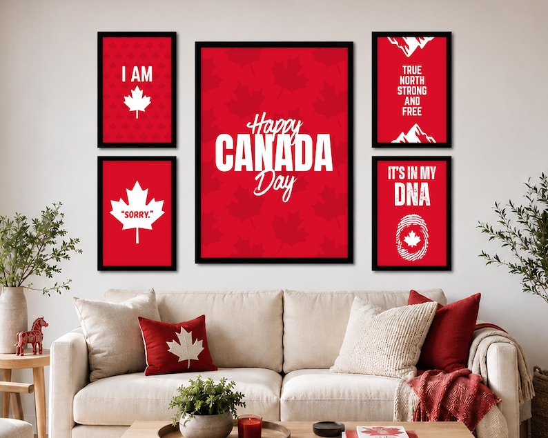 Minimalist Canada Day Printable Wall Art Bundle | Modern Minimal ...