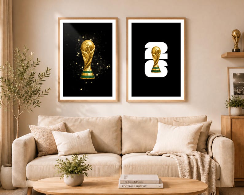FIFA World Cup 2026 Geometric Trophy Wall Art | Modern Soccer Football ...