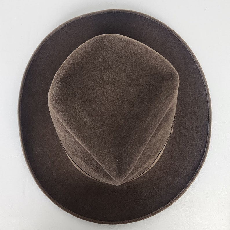 Vintage 1940s 50s Brown Mocha Beaver Suede Shark Gill Fedora Penney's ...