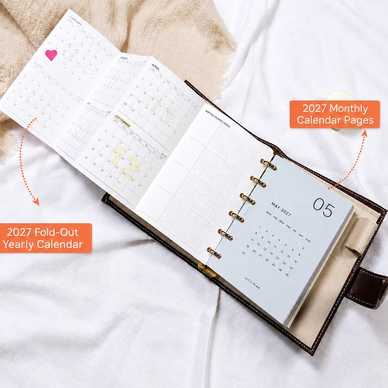 A7 2027 Monthly Calendar Planner Inserts,6‑hole Refill Pages,120gsm ...