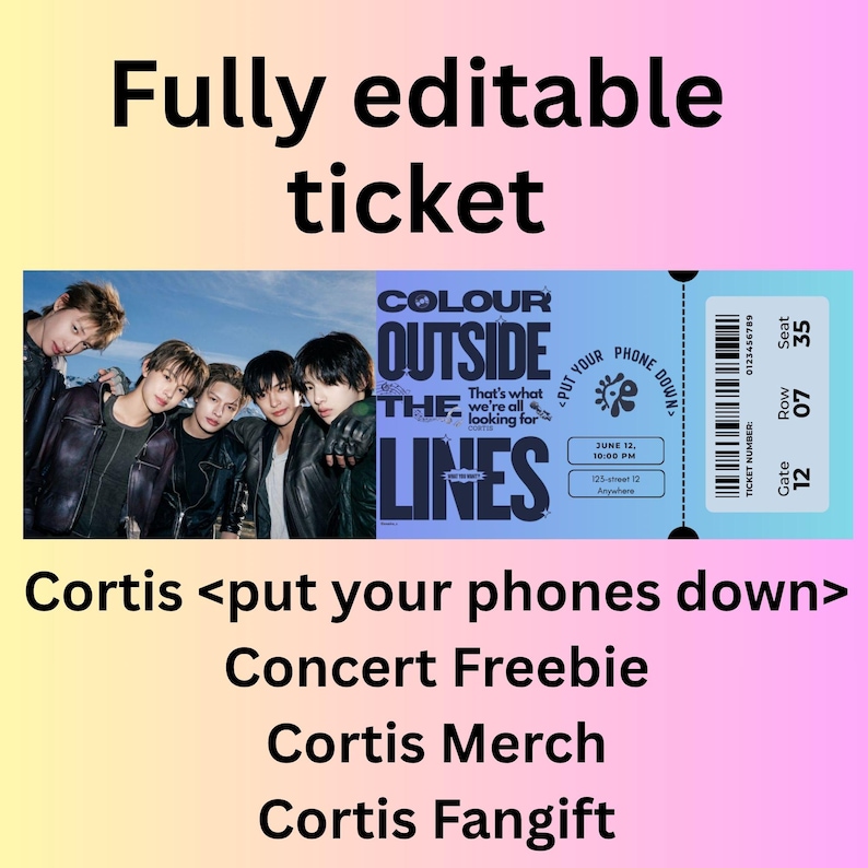CORTIS Put Your Phones Down Tour Ticket Template | Editable Canva ...
