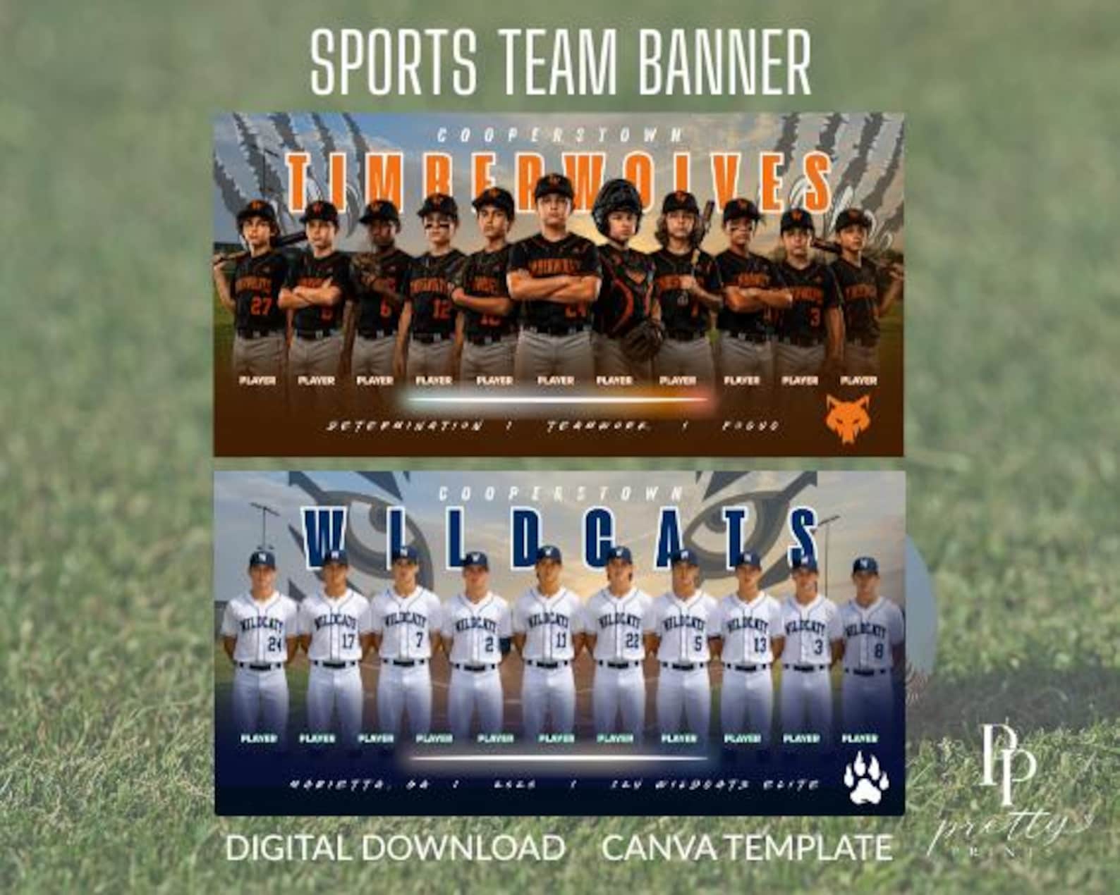 Team Banner Template Editable in Canva | Customizable Dugout Banner ...