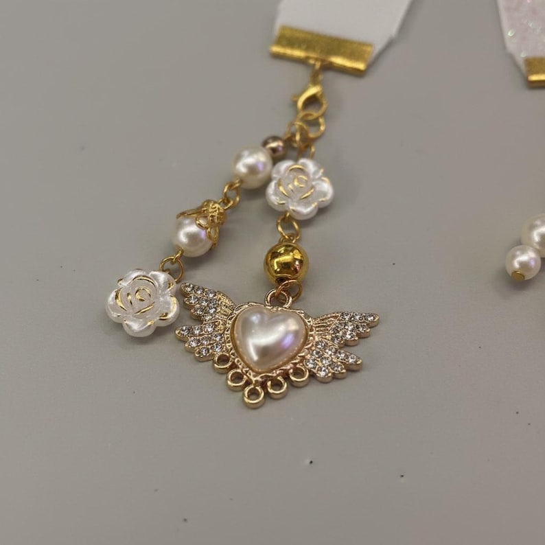Romantic Bookmark Ribbon With Charms | Handmade Bookmark With Pearls ...