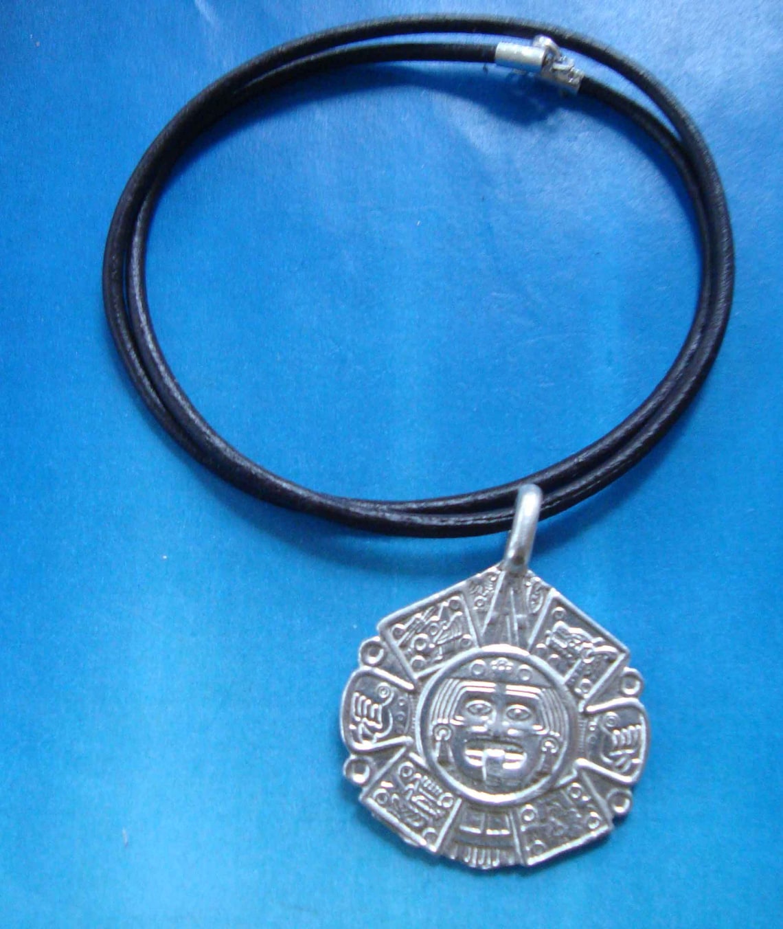 Aztec Sun Stone Calendar Tonatiuh God Sun Amulet 925 Sterling | Etsy