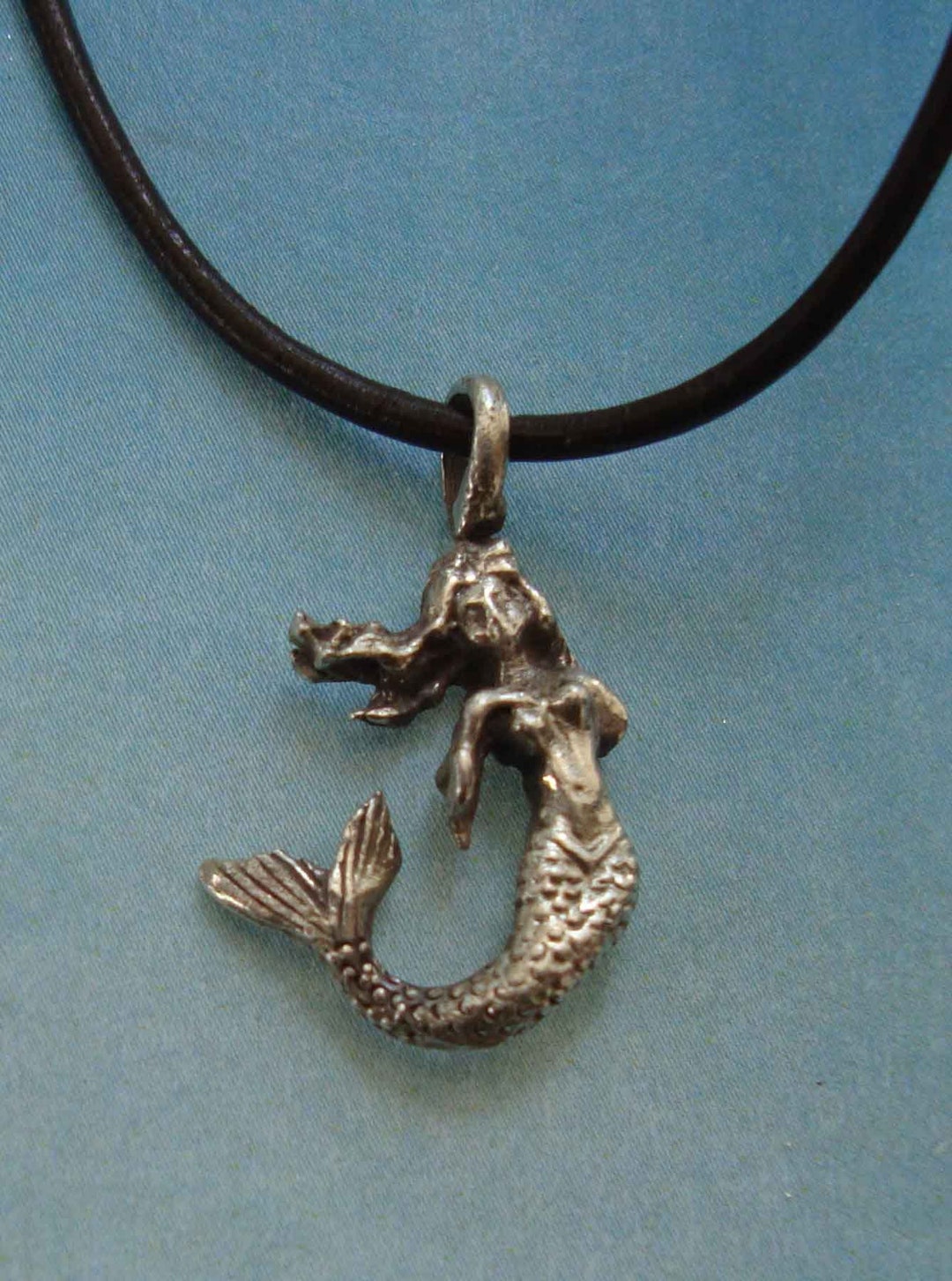Mermaid Little Pendant in Solid Sterling Silver 925 Jewel Handmade With ...
