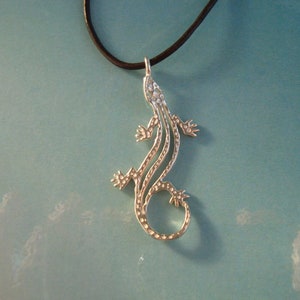 Salamander Mythical Lizard Charm Jewel Sterling Silver 925 Cord Leather ...