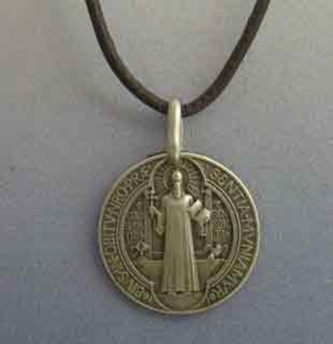 Saint Benedict Medal Christian Symbol in Sterling Silver 925 Pendant ...