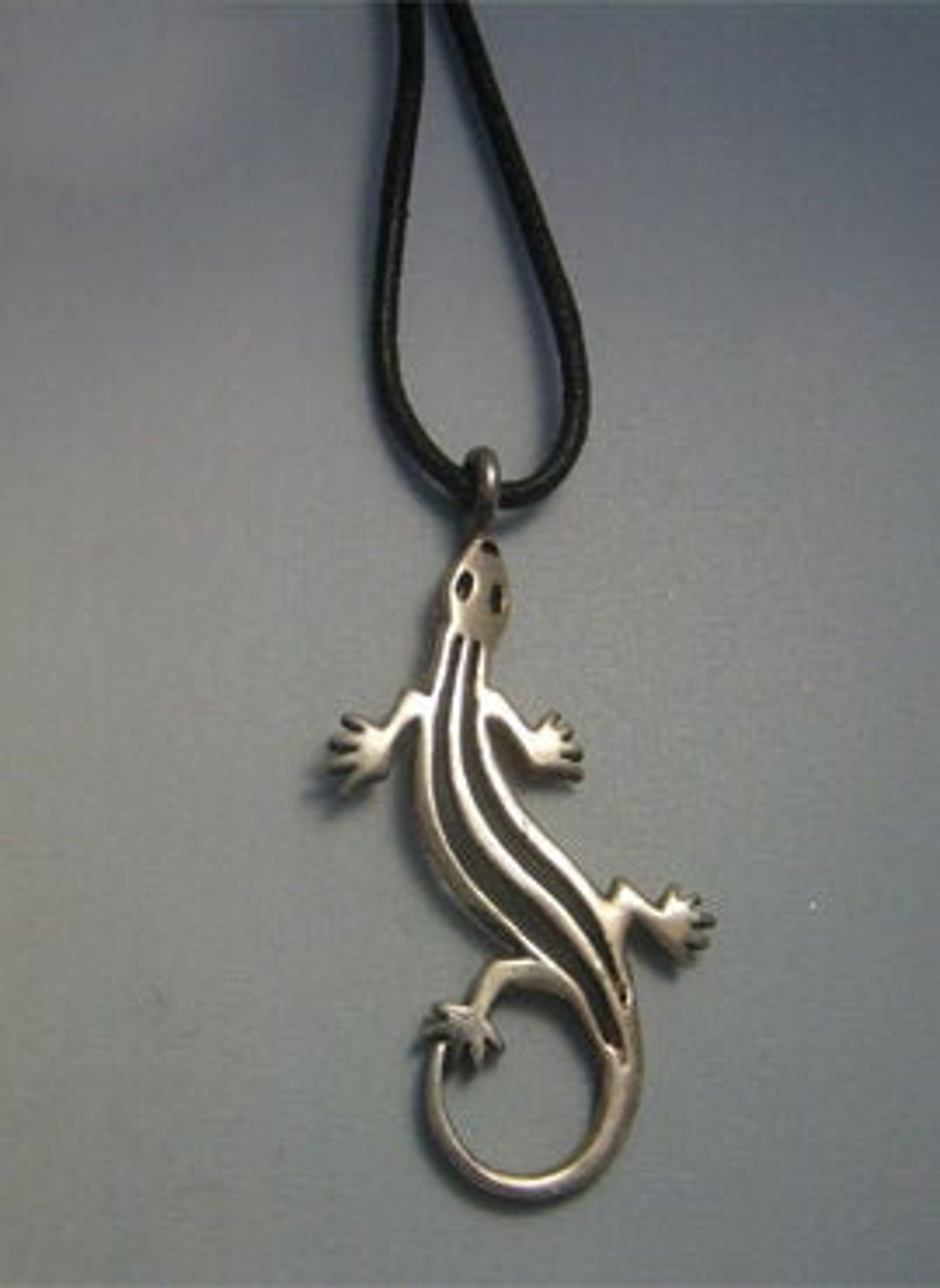 Salamander Mythical Lizard Charm Jewel Sterling Silver 925 Cord Leather ...