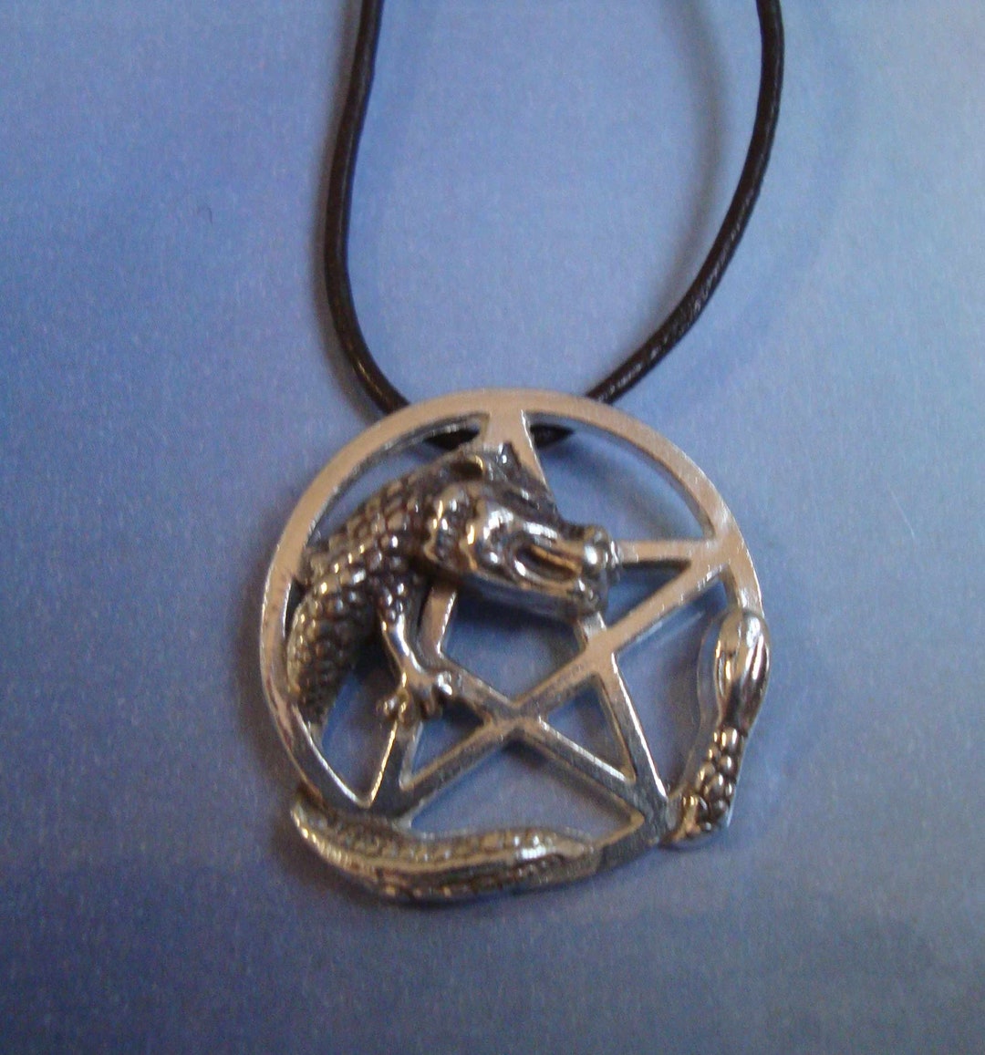 DRAGON PENTACLE Pendant, Jewel Handmade in Solid Sterling Silver 925 ...