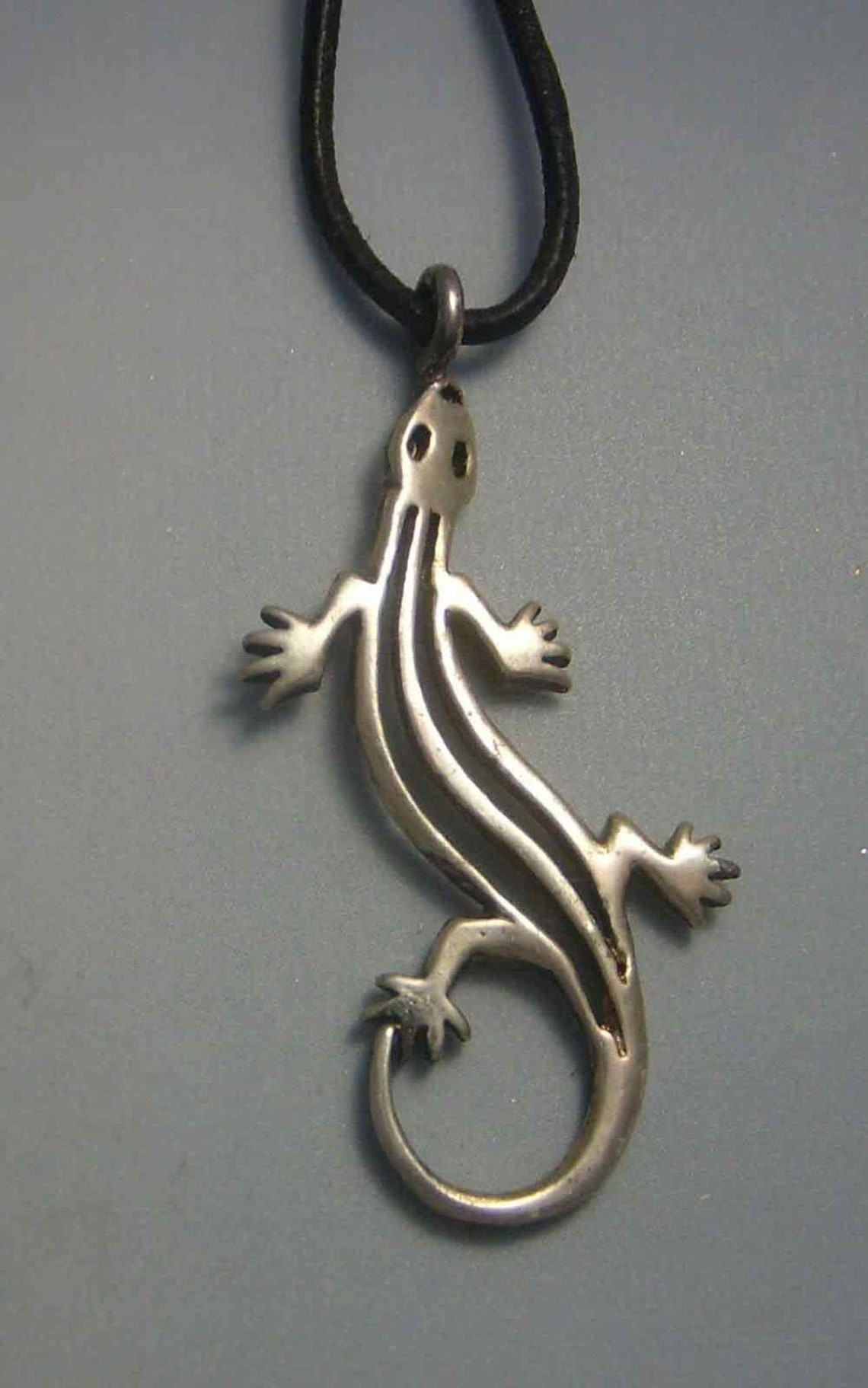 Salamander Mythical Lizard Charm Jewel Sterling Silver 925 Cord Leather ...