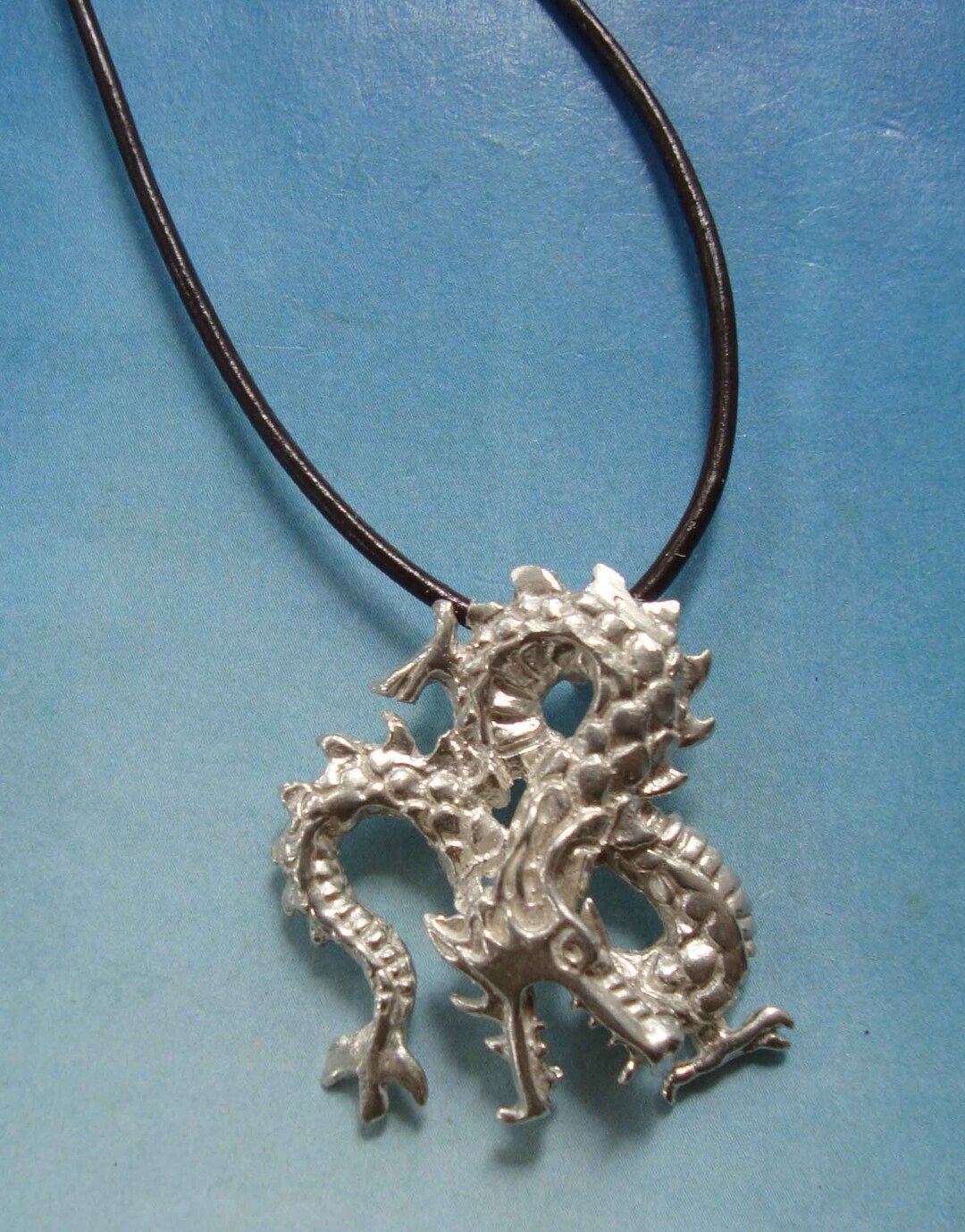 DRAGON PENDANT Symbol Japanese Fuku Riu, Jewel Handmade Solid Sterling ...