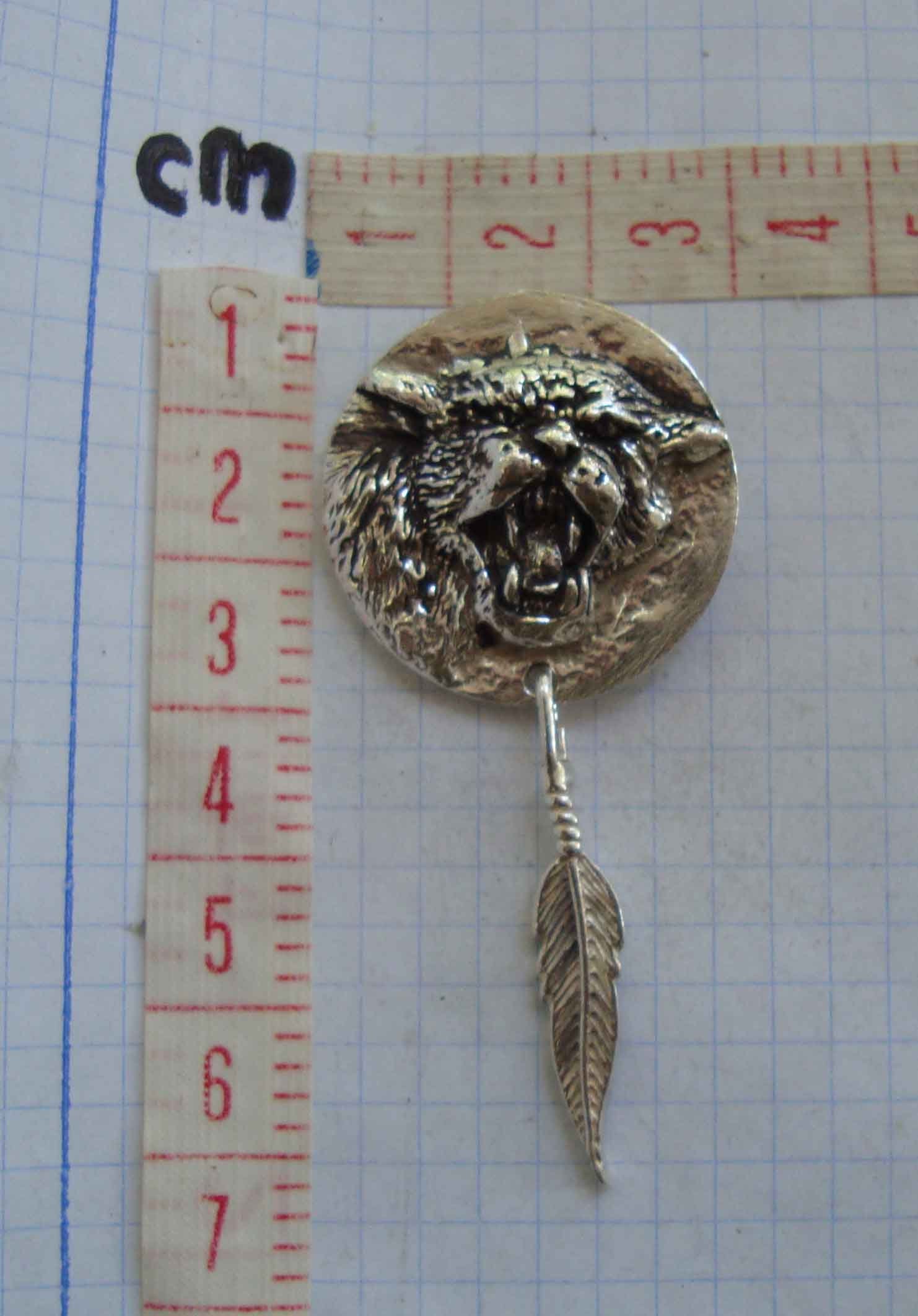 Puma With Feather Pendant Tribal Amulet 925 Sterling Silver Necklace ...
