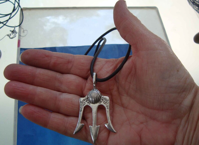 Trident of Poseidon God Greek Mythological Neptune Silver Pendant ...