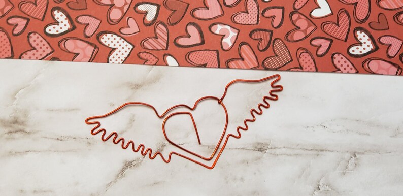 Winged Heart Bookmark Wire Filofax Paperclip Planner Clip | Etsy