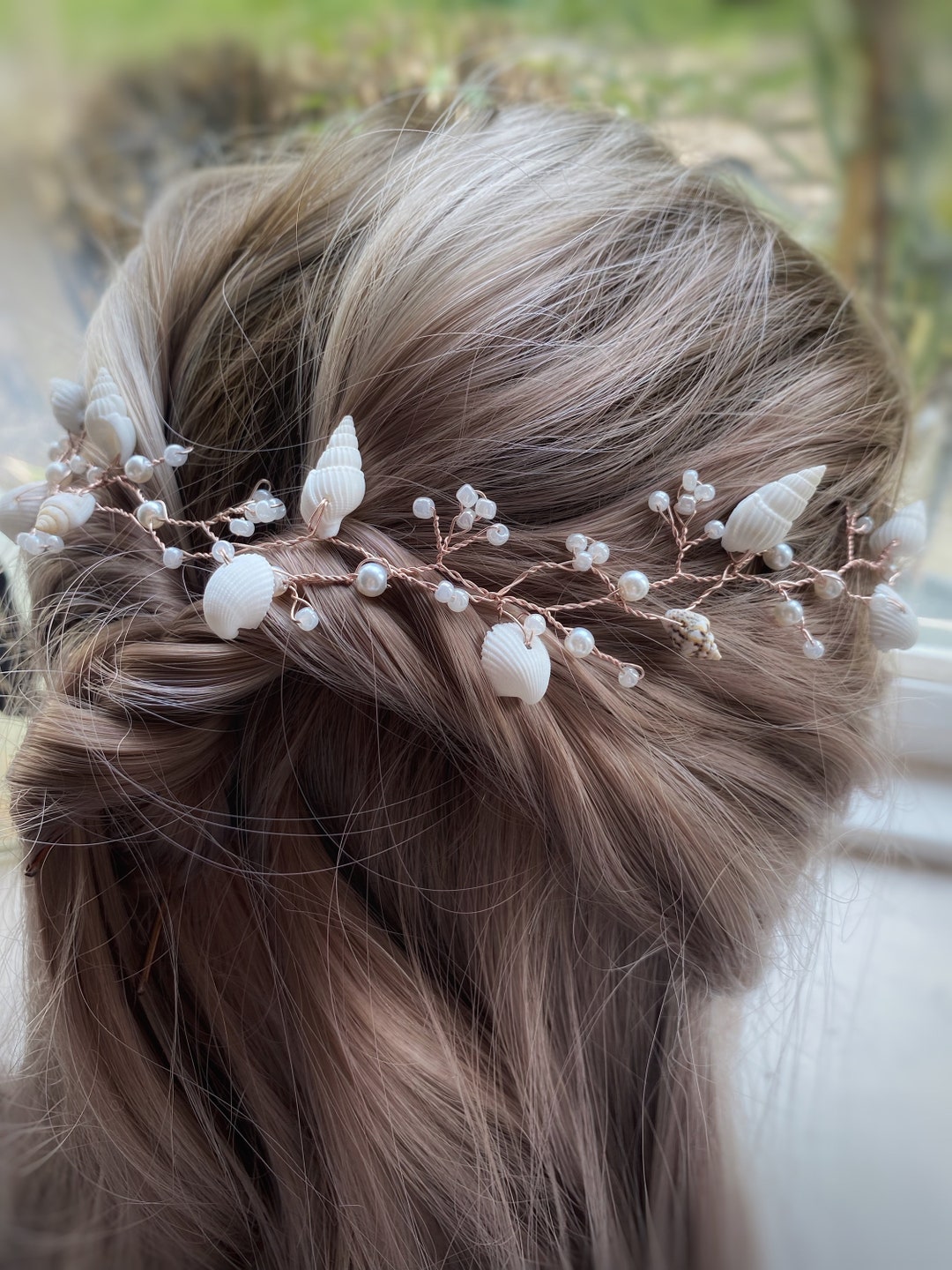 Seashell Wedding Hair Vine | Rose Gold Beach Bridal Crown - Etsy